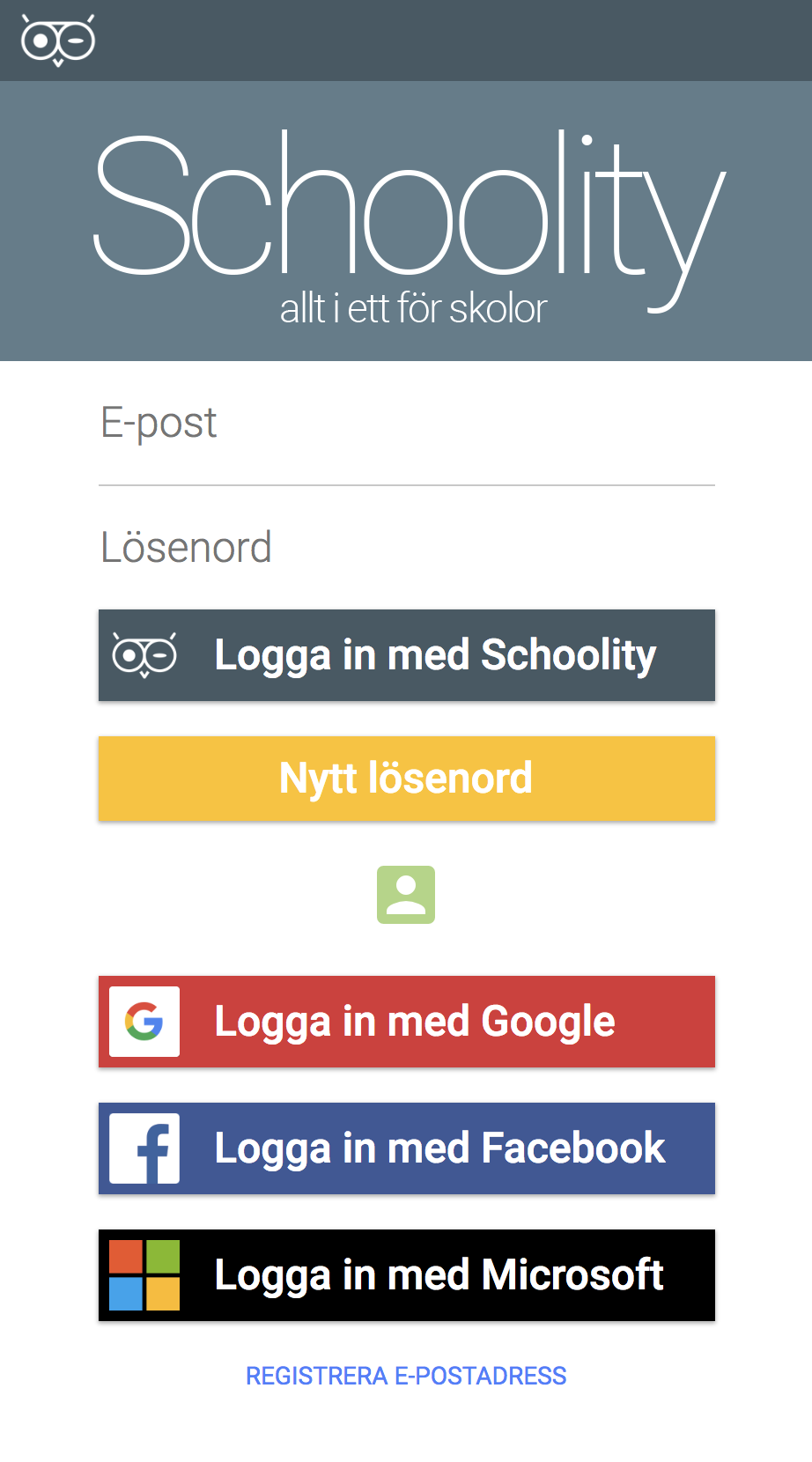 Registrera e-post med BankID
