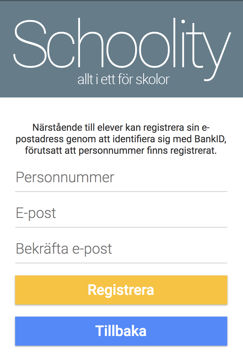 Registrera e-post med BankID